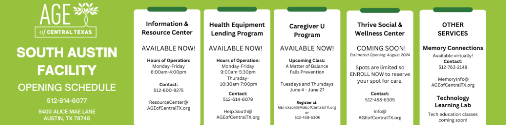 AGE of Central Texas – Helping older adults and family caregivers thrive